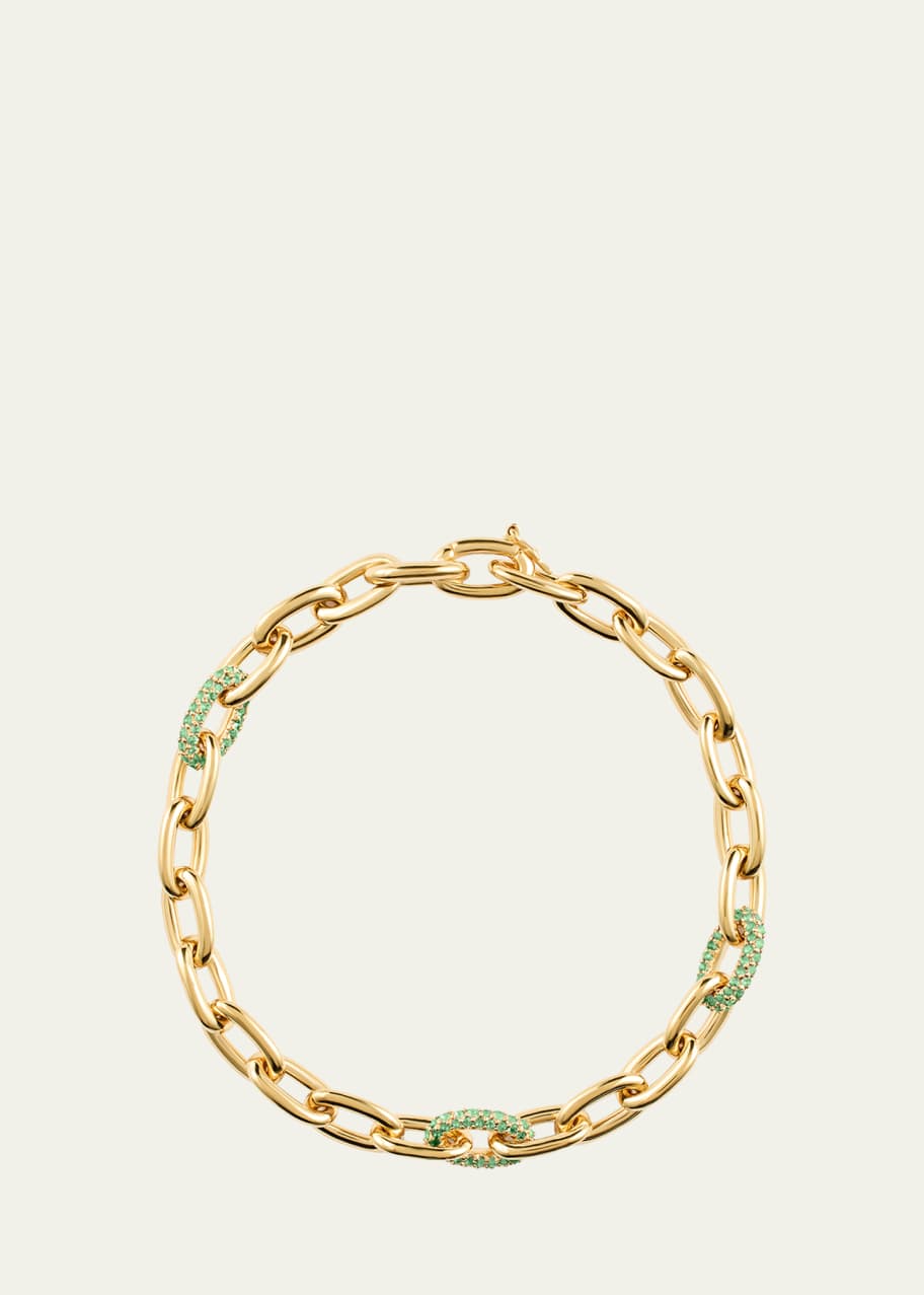 PATTARAPHAN 9K Gold Tri Pavé Baby Seamless Link Bracelet with Emeralds ...
