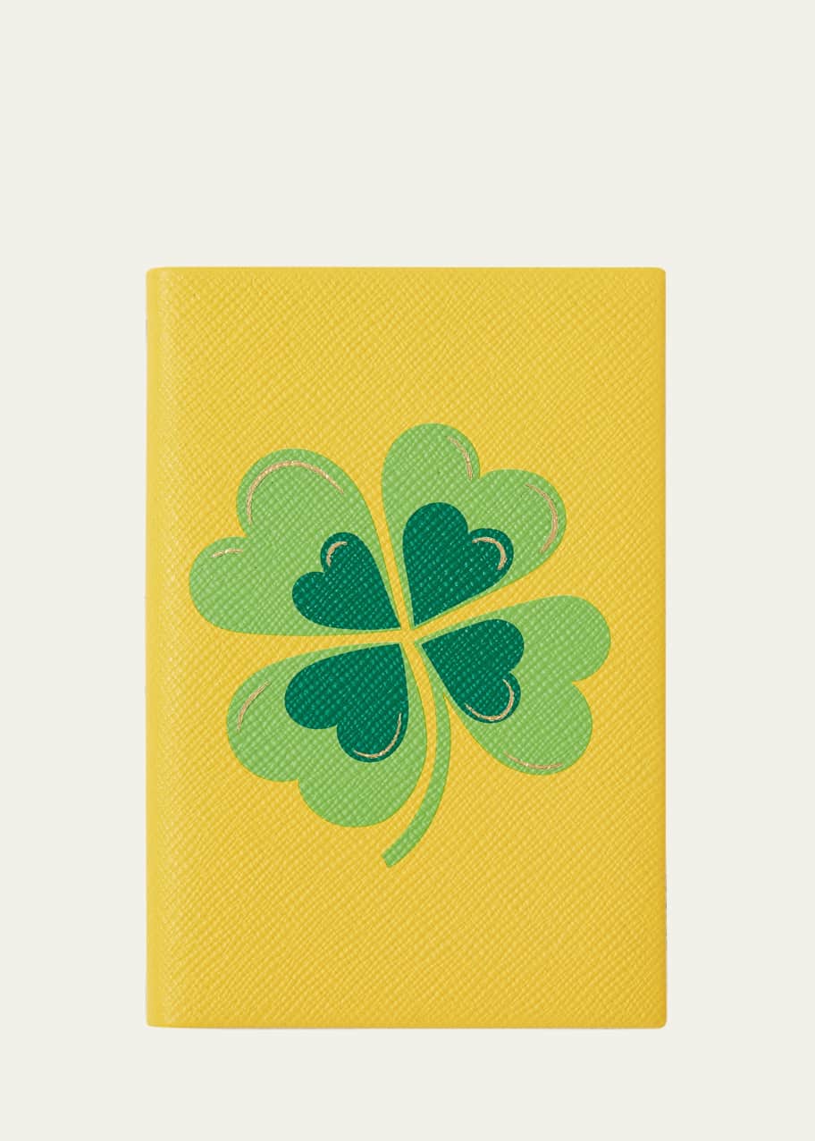 Smythson Chelsea Charm Four Leaf Clover Notebook in Panama Leather ...