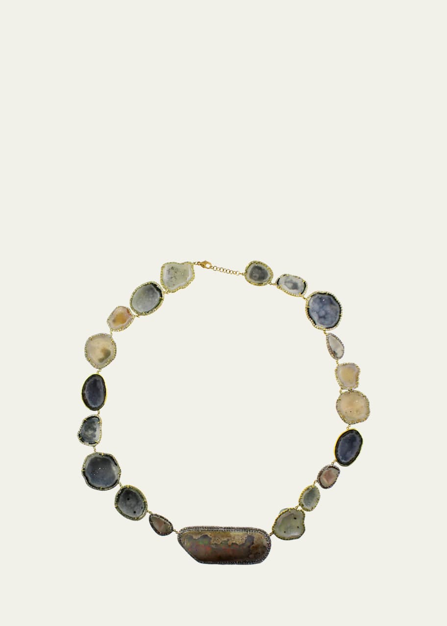 Kimberly McDonald 18K Gold Geode Necklace with Water Opal and Diamonds ...