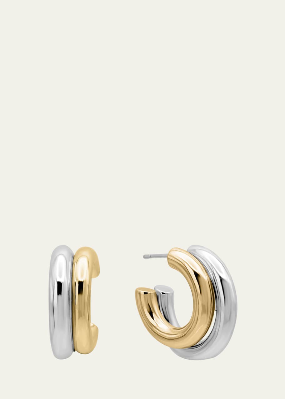 Shashi Two Toned Double Hoop Earrings - Bergdorf Goodman
