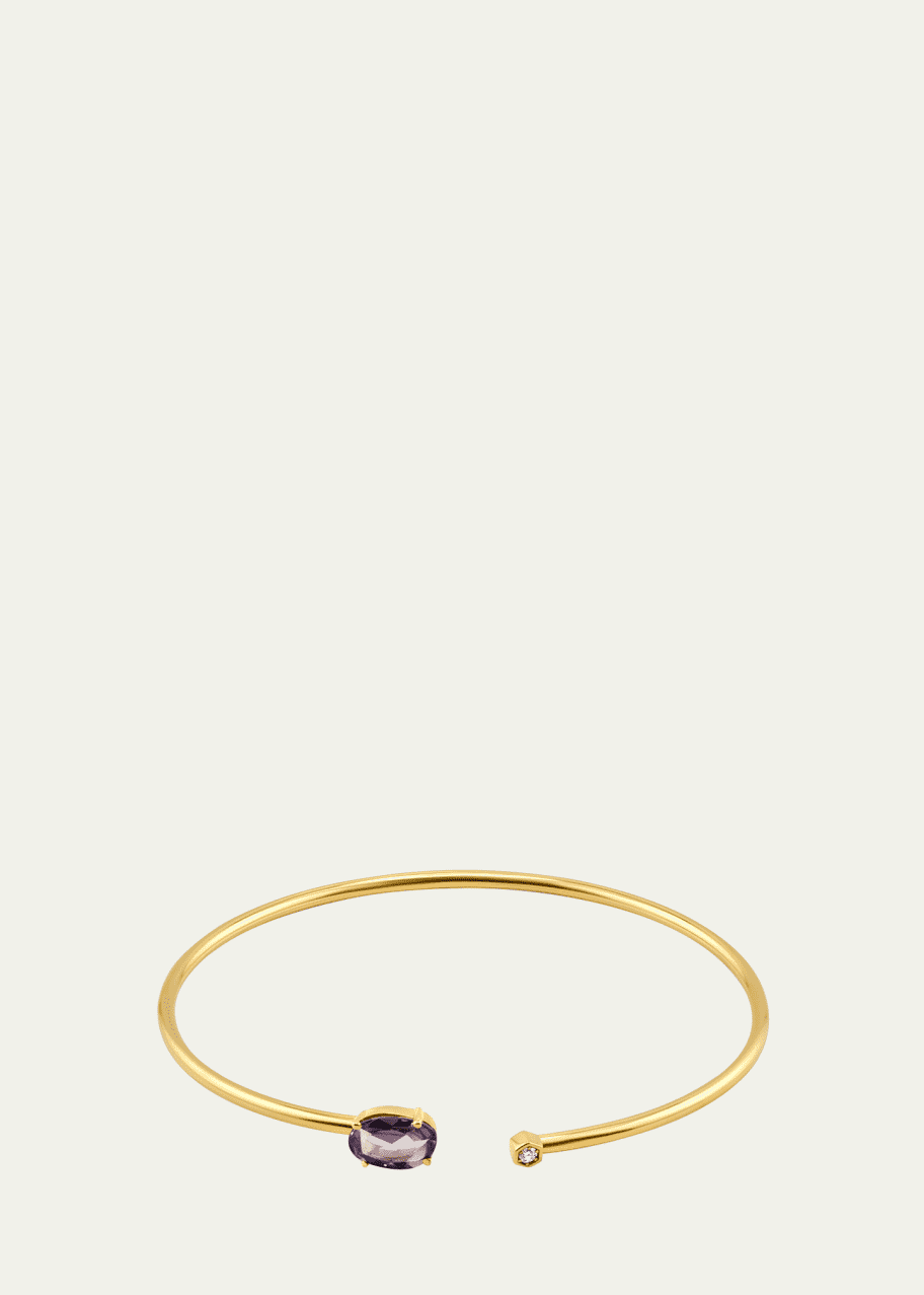 JIA JIA 14K Yellow Gold Diamond and Purple Sapphire Bendable Cuff ...