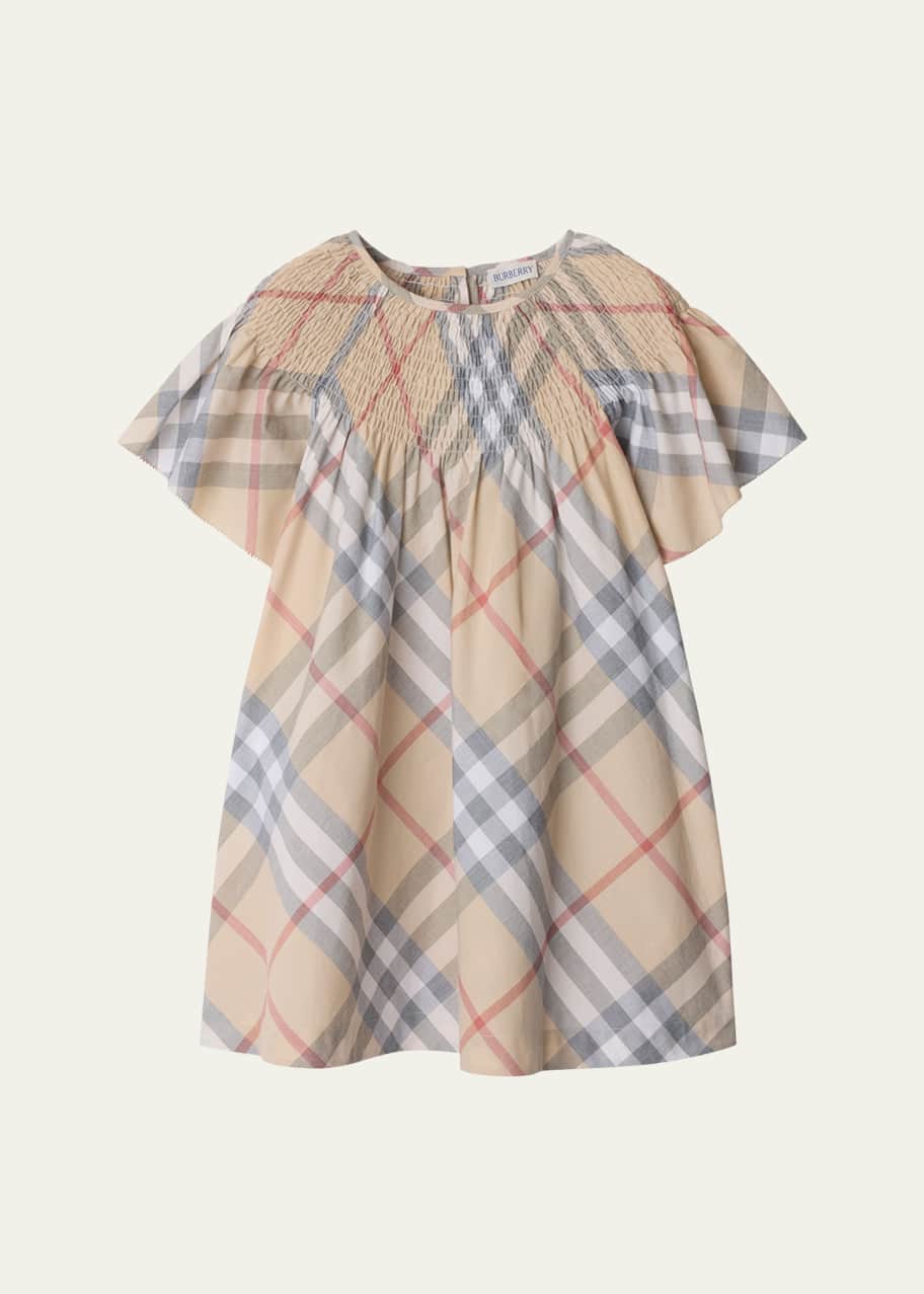 Burberry Girl's Cali Smocked Check-Print Dress, Size 3-14 - Bergdorf ...