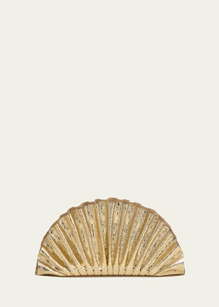 Cult Gaia Nala Mini Metallic Leather Shell Clutch Bag - Bergdorf Goodman