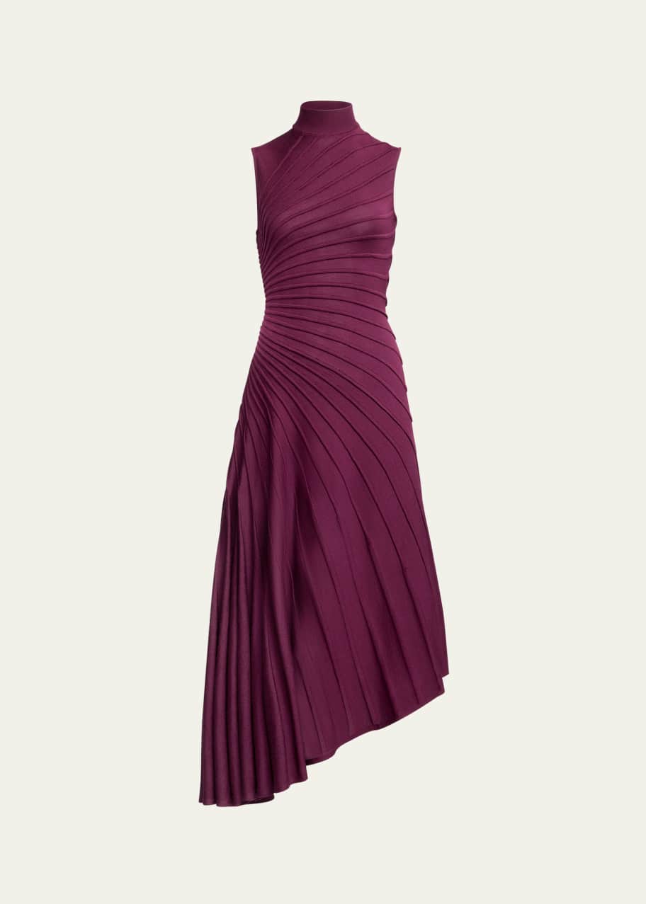 ALAIA Sleeveless High-Neck Sculpted Midi Dress - Bergdorf Goodman