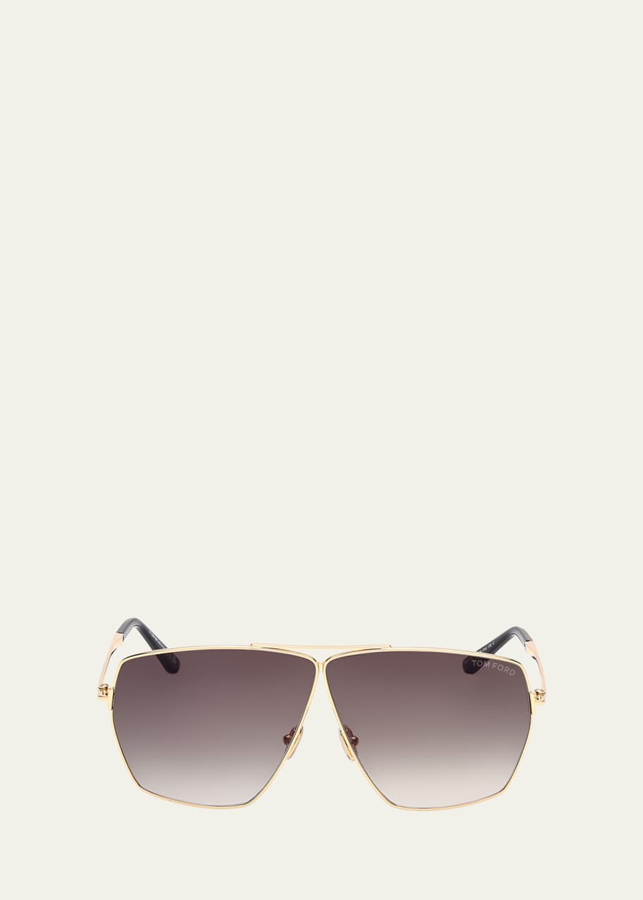 TOM FORD Stella Aviator Square Metal Sunglasses - Bergdorf Goodman