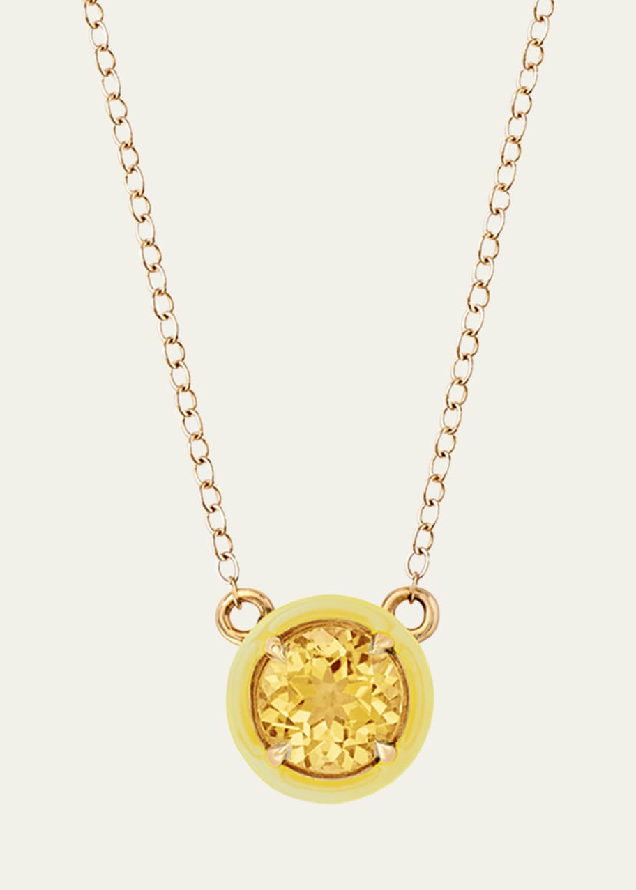 Alison Lou Round Cocktail Necklace with Citrine and Yellow Enamel in ...