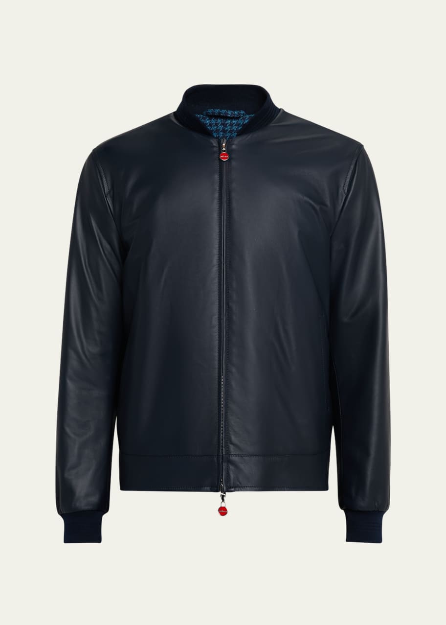 Kiton Men's Leather Full-Zip Bomber Jacket - Bergdorf Goodman