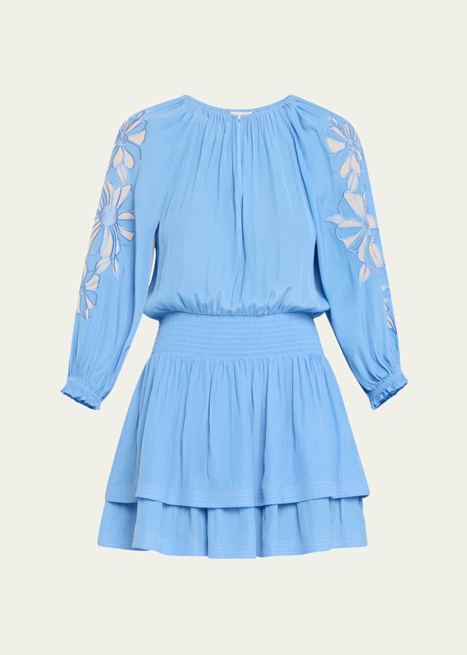 Ramy Brook Devorah Floral Embroidered Balloon-Sleeve Mini Dress ...