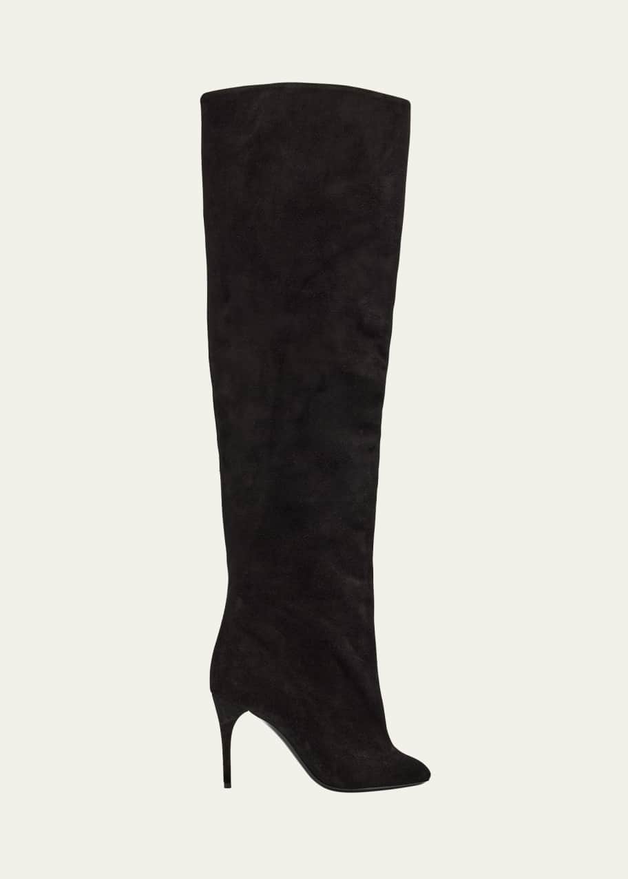 ALAIA Cuissardes Stiletto Leather Knee Boots - Bergdorf Goodman