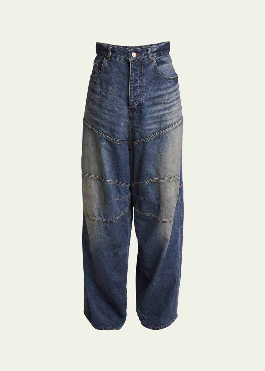 Balenciaga Men's Wide-Leg Paneled Jeans - Bergdorf Goodman