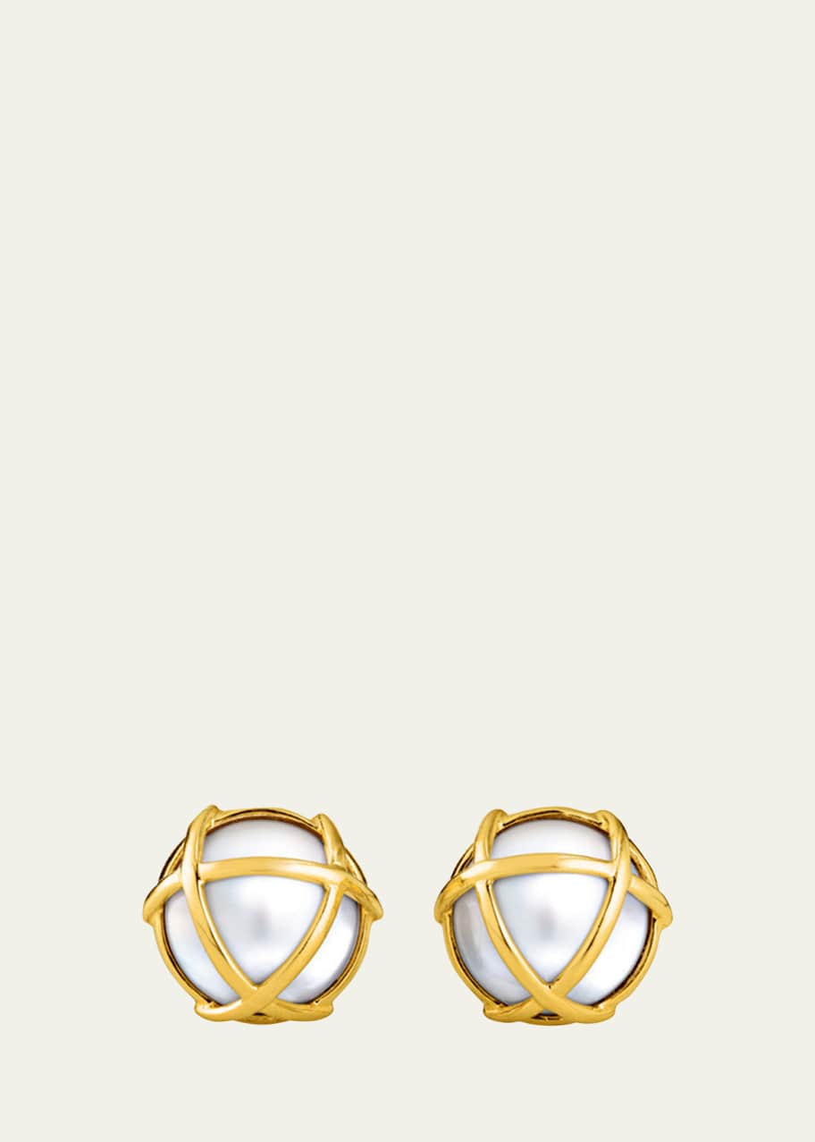 Verdura 18K Yellow Gold Caged Cultured Pearl Earrings - Bergdorf Goodman