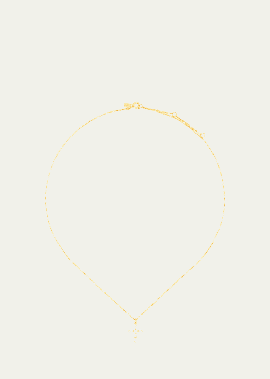 EF Collection 14K Yellow Gold Prong-Set Diamond Cross Necklace, 16-18"L ...