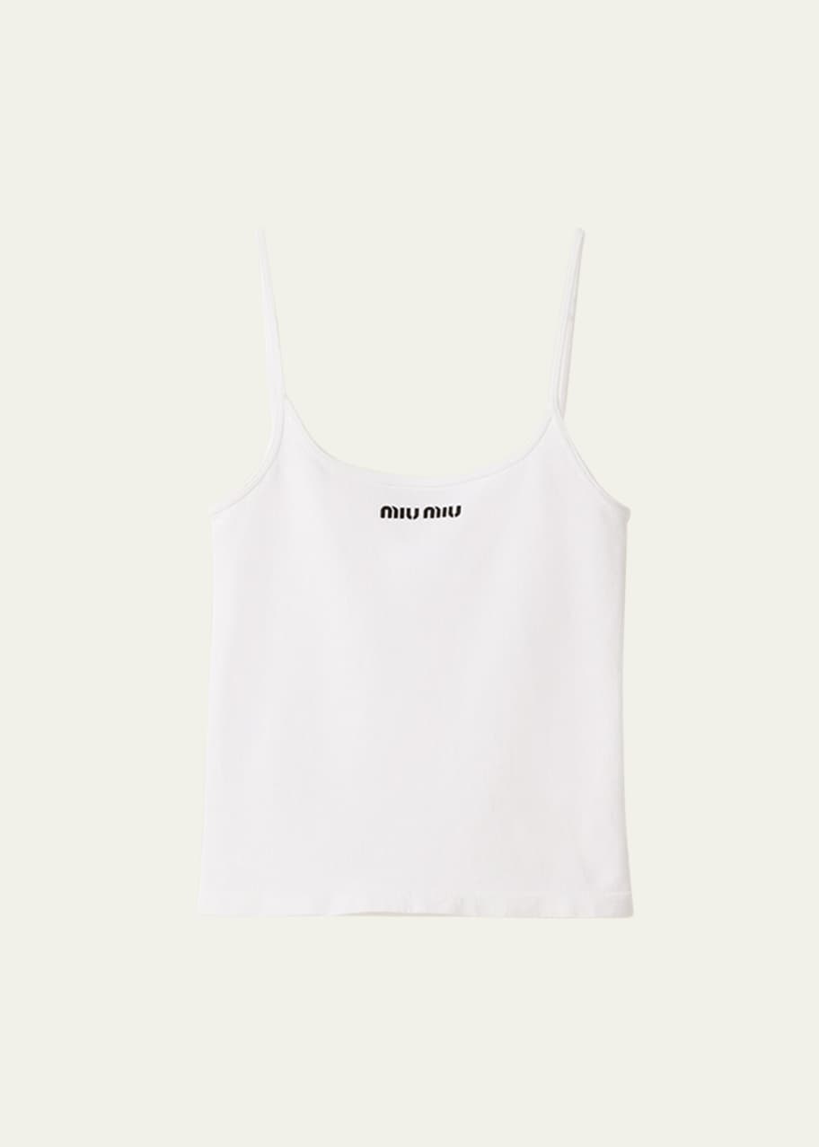 Miu Miu Logo Ribbed Tank Top - Bergdorf Goodman