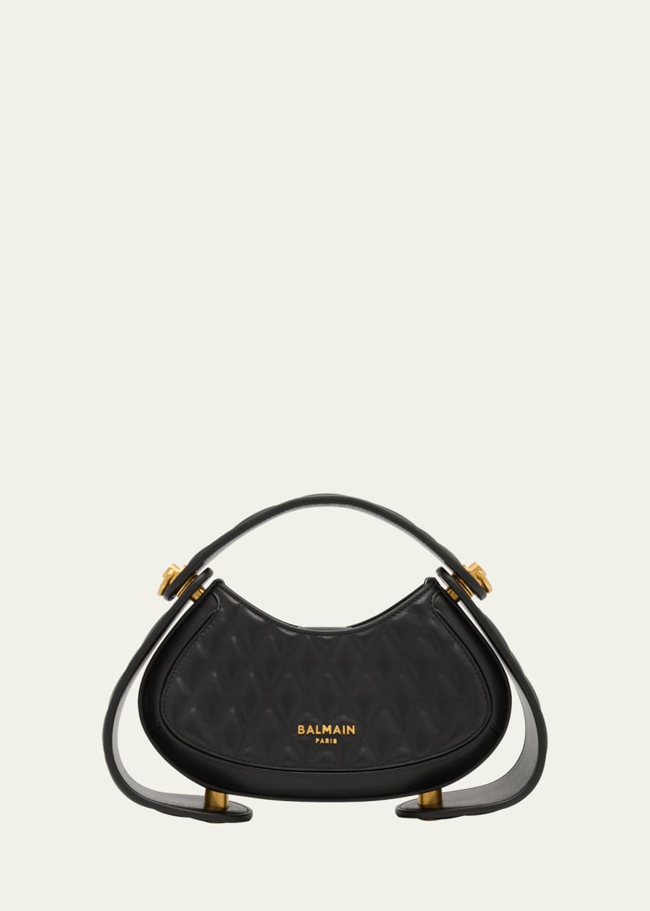 Balmain Jolie Madame Small Top-Handle Bag in Grid Padded Leather ...
