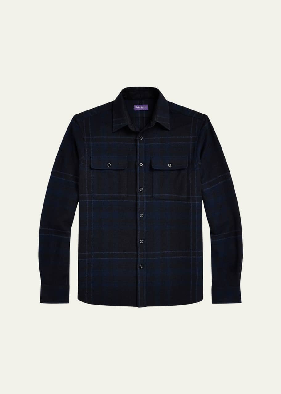 Ralph Lauren Purple Label Men's Plaid Wool-Blend Shirt - Bergdorf Goodman