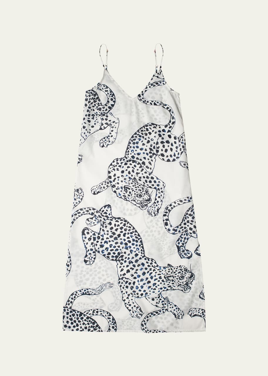 Desmond & Dempsey Two-Tone Animal-Print Cotton Slip Nightie - Bergdorf ...