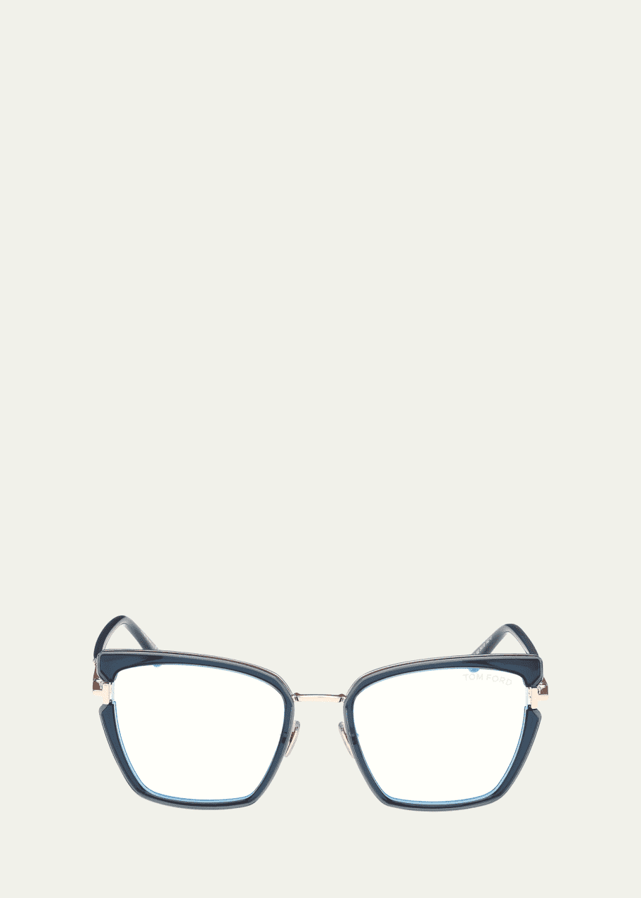 TOM FORD Butterfly Metal Blue Block Glasses - Bergdorf Goodman