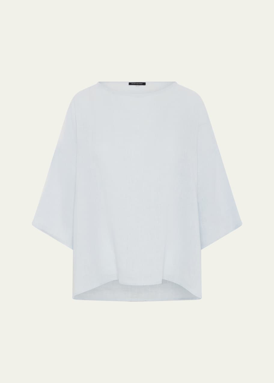 Eskandar Sloped Shoulder Wide A-Line Scoop Neck Top (Mid Length ...