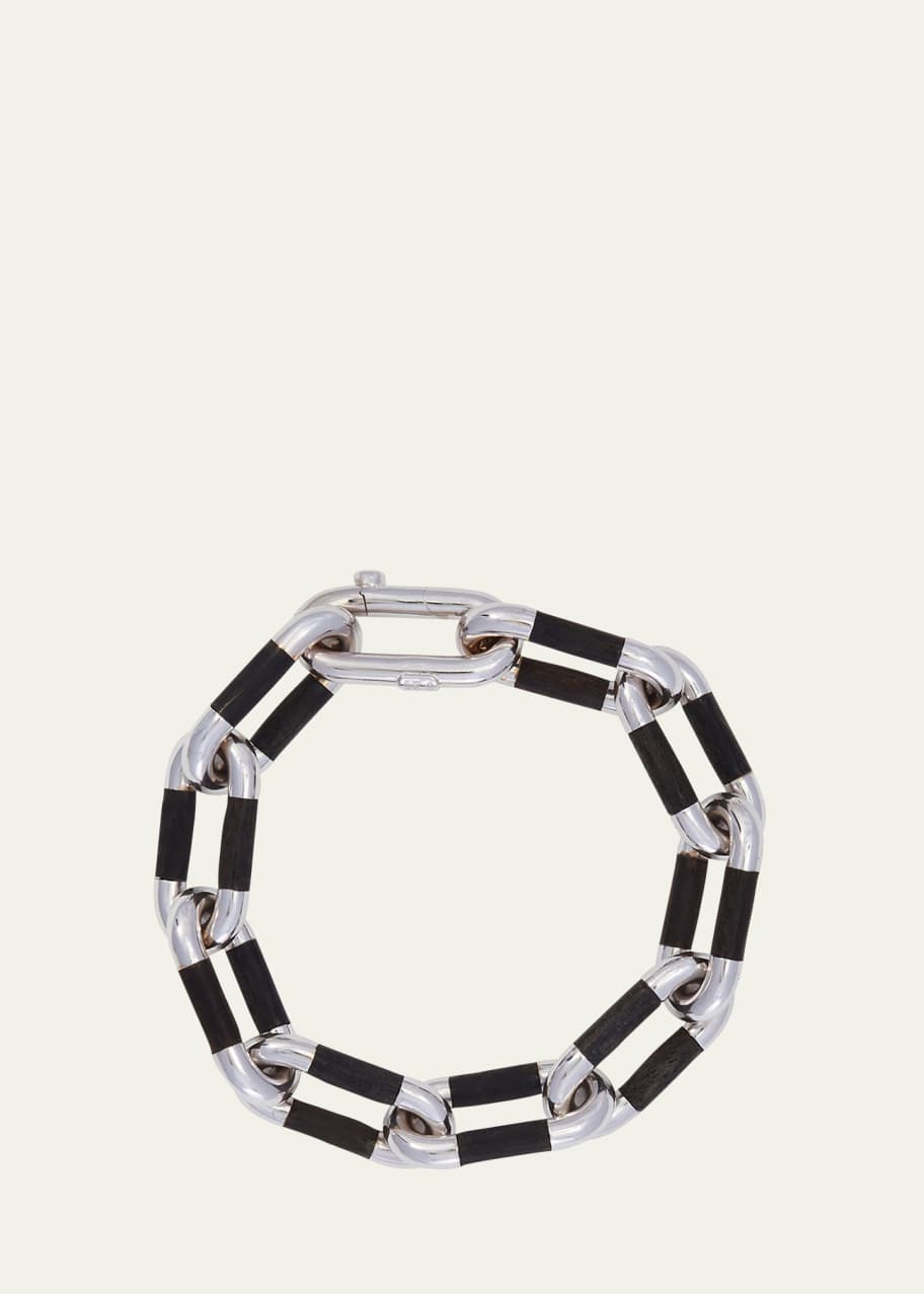 Sidney Garber 18K White Gold and Black Ebony Oval Link Bracelet ...