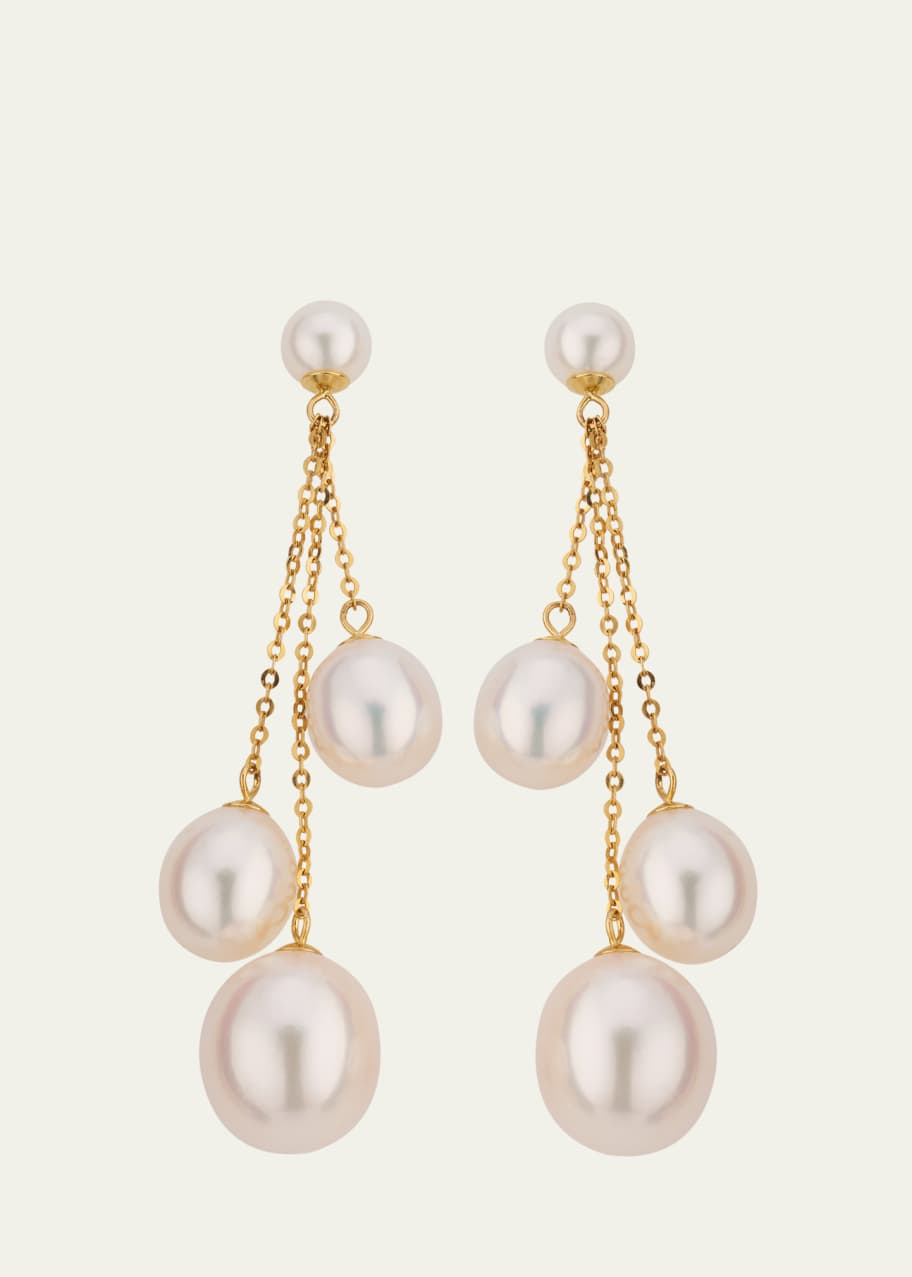 ATLAS LOVE 18K Yellow Gold Chrysalis Pearl Waterfall Earrings ...
