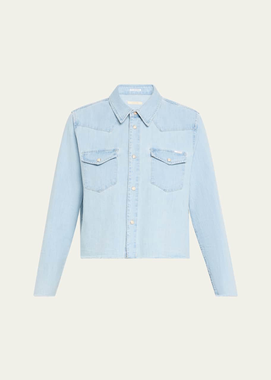 MOTHER The Super Ex Crop Step Fray Shirt - Bergdorf Goodman