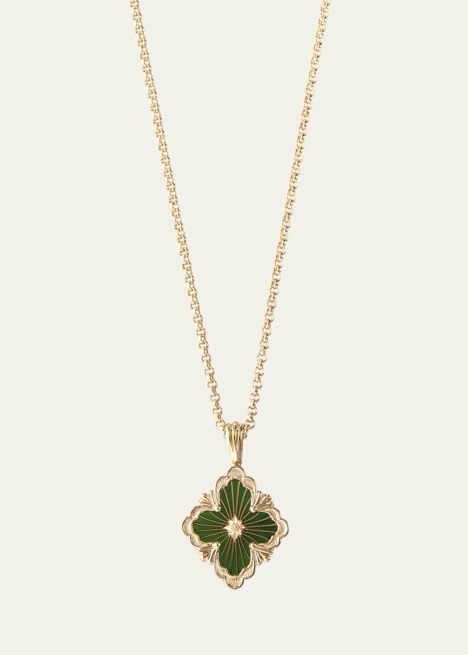 Buccellati Opera Tulle Green Enamel Pendant Necklace in 18K Yellow Gold ...