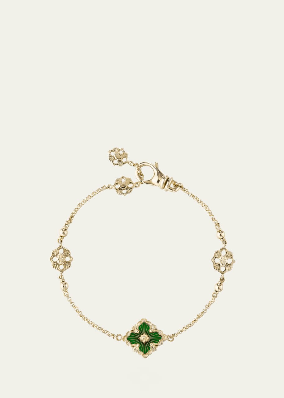 Buccellati Opera Tulle 18K Yellow Gold Green Enamel Three-Motif Chain ...
