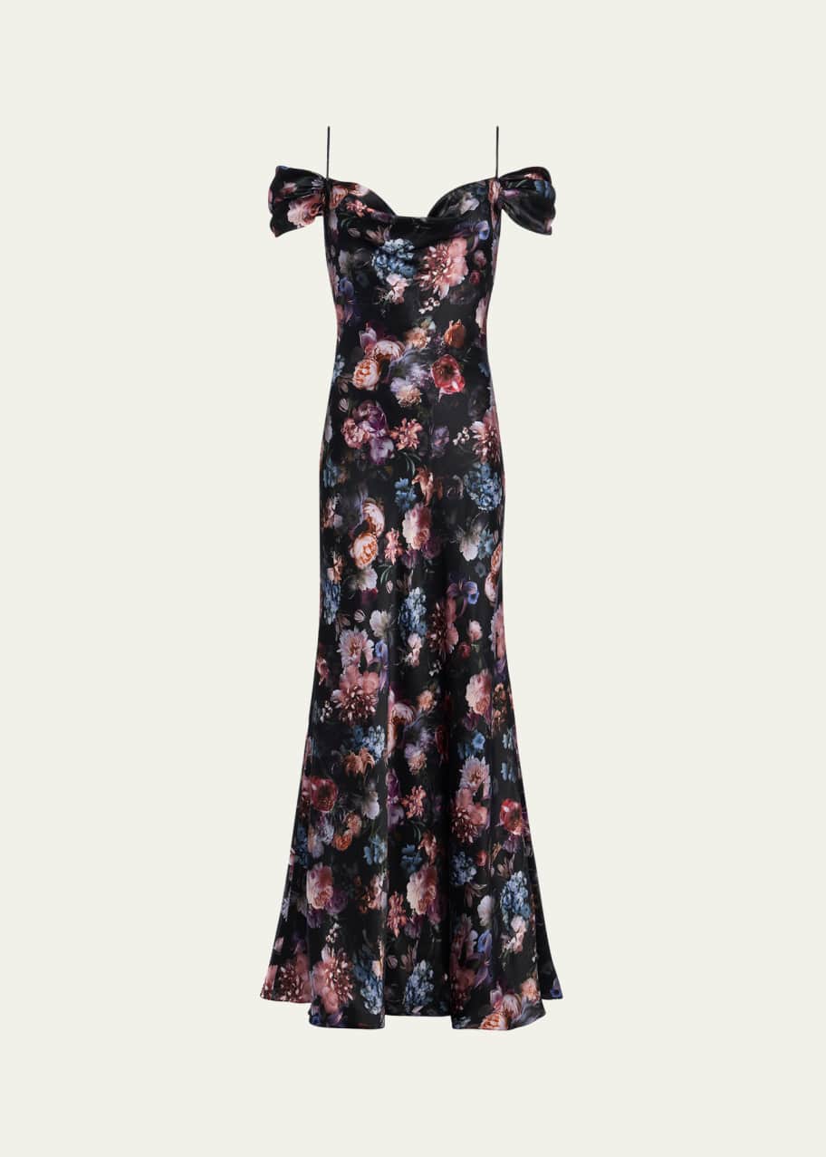 L'Agence Kenna Floral Cowl-Neck Dress - Bergdorf Goodman