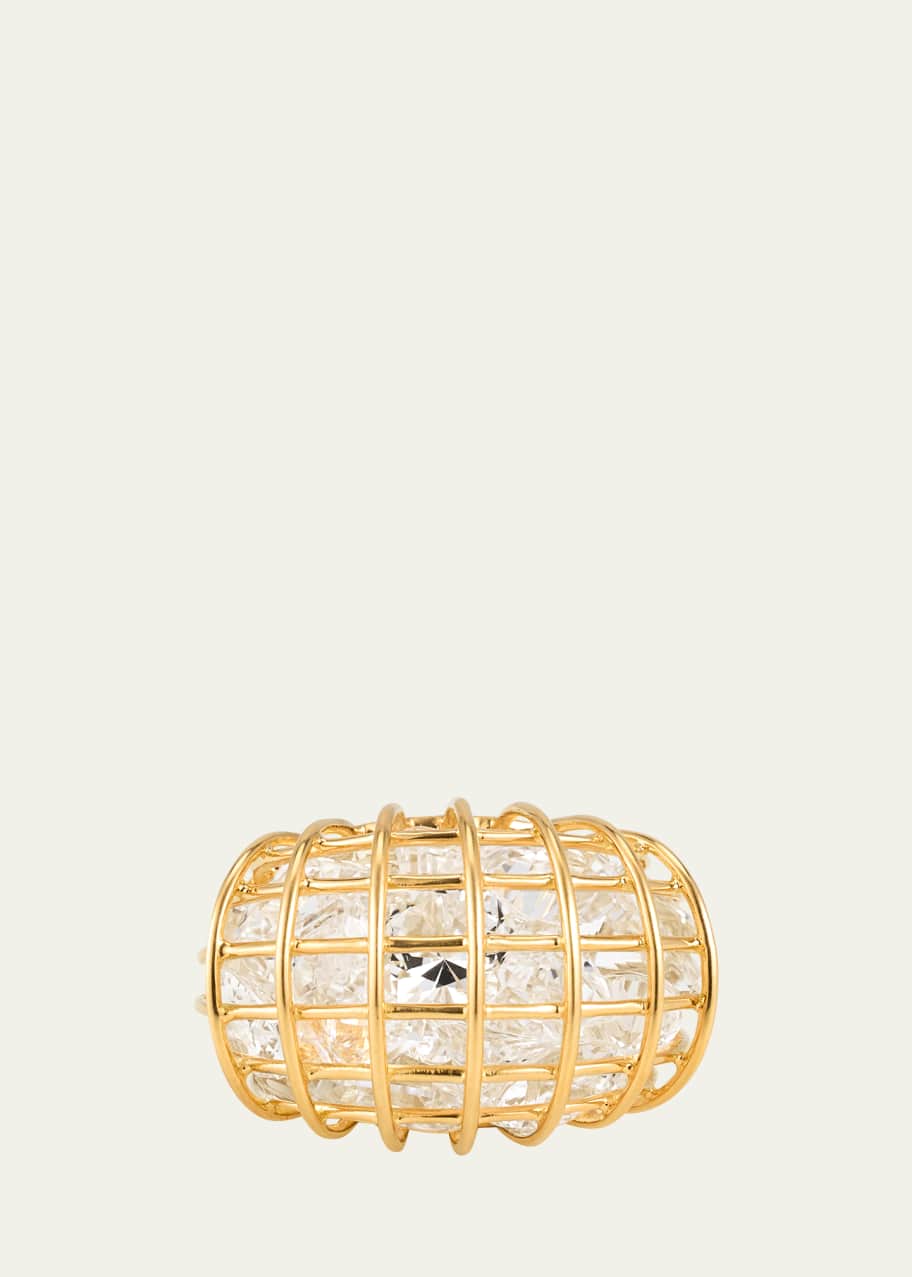 Verdura Caged 18K Yellow Gold Rock Crystal Ring, Size 6.5 - Bergdorf Goodman