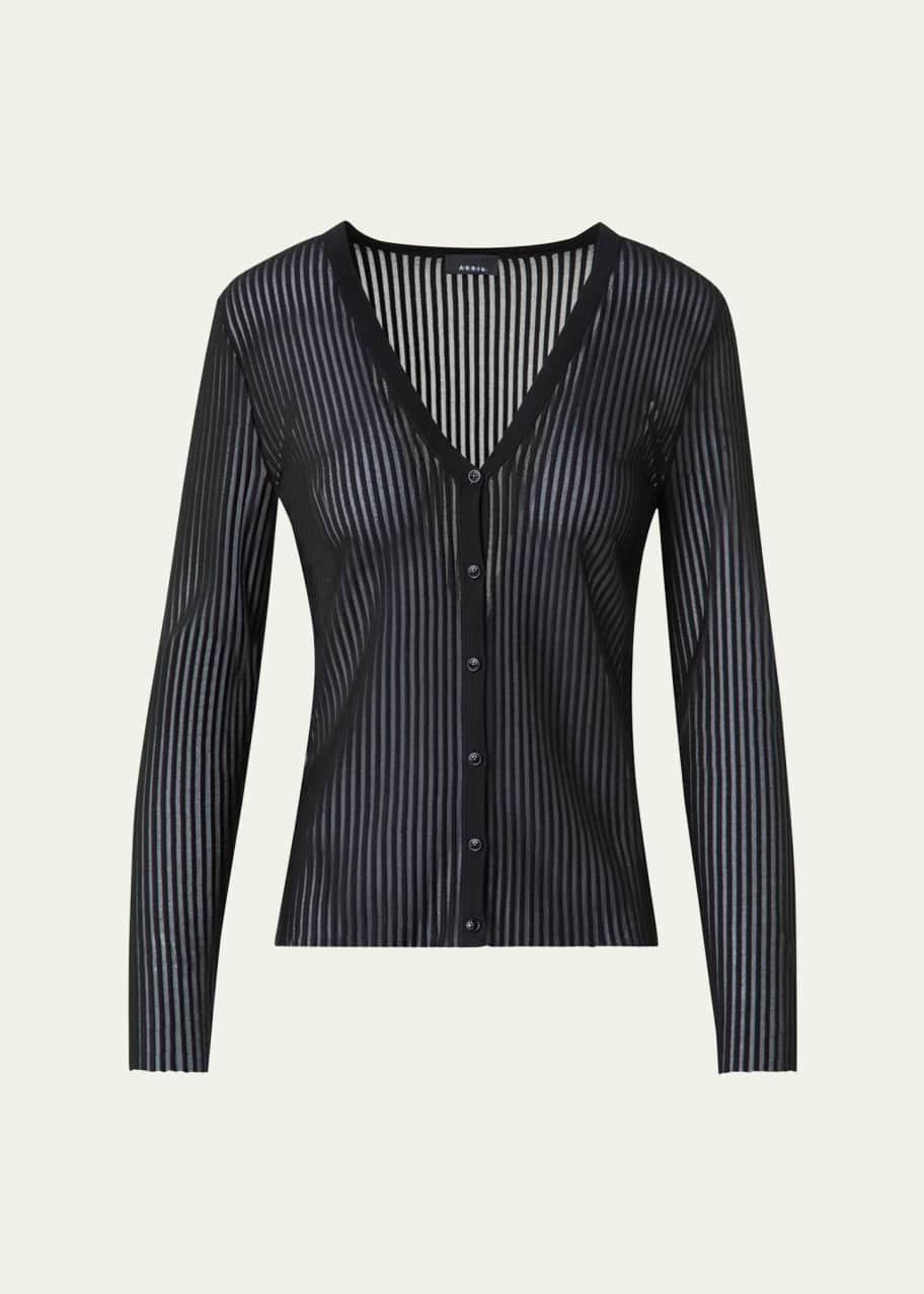 Akris Semi-Transparent Lined Knit Cardigan - Bergdorf Goodman