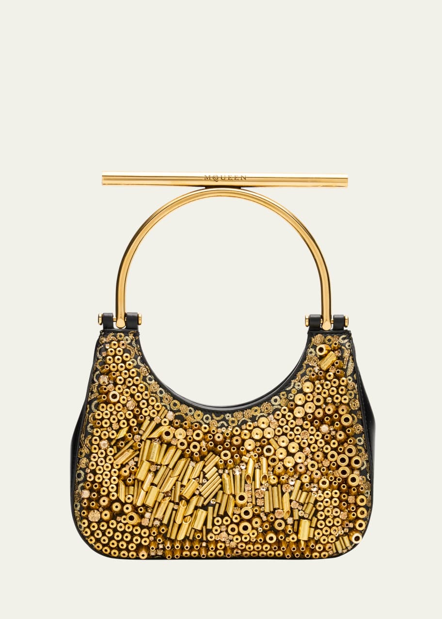 McQueen Mini T-Bar Embellished Leather Top-Handle Bag - Bergdorf Goodman