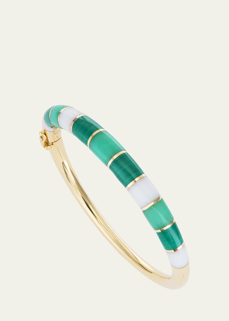 Orly Marcel 18K Yellow Gold Chunky Inlay Bangle Bracelet with Malachite ...