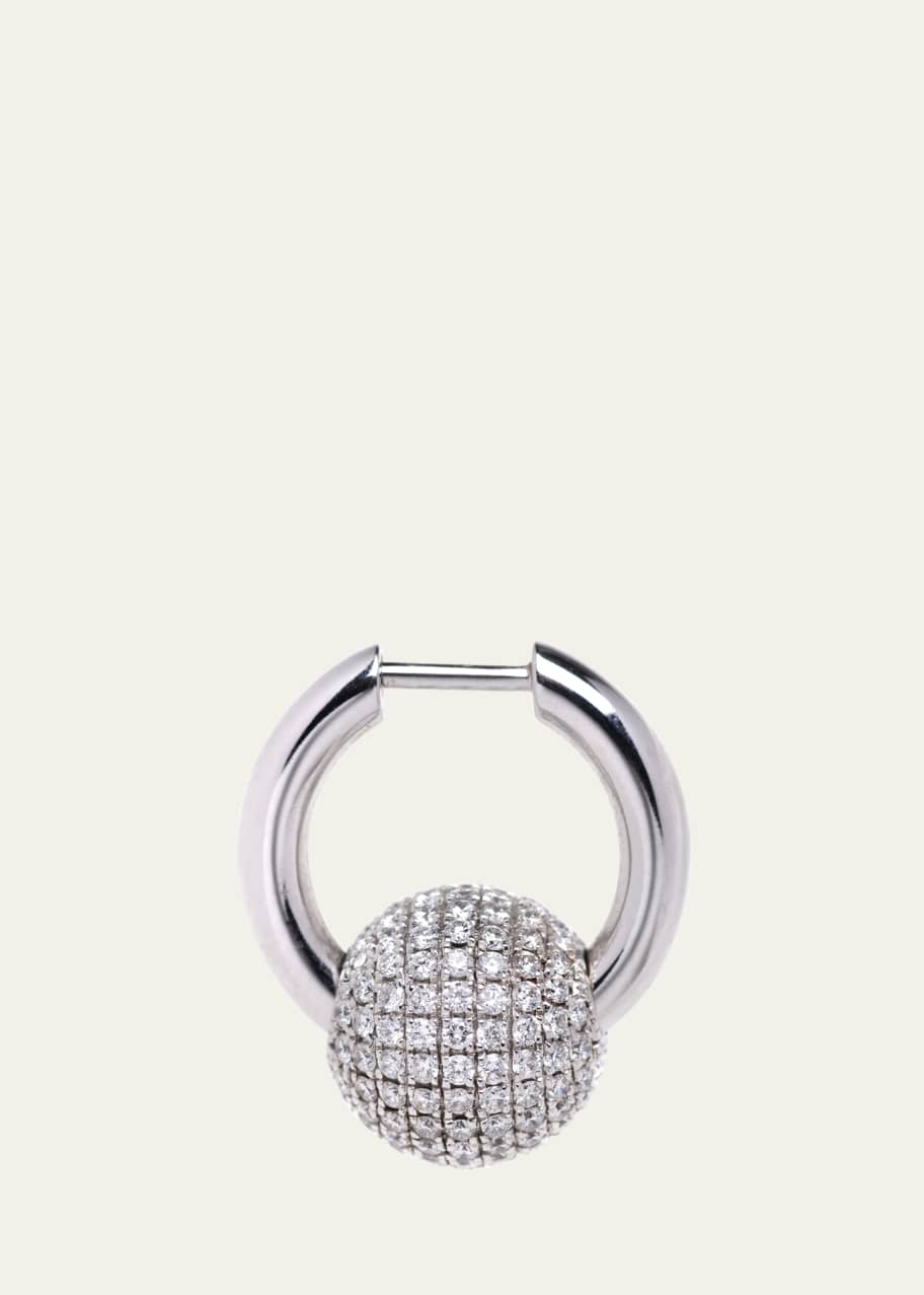 RAINBOW K PIERCING Large Ball Pave Earring in 14K Gold with White ...
