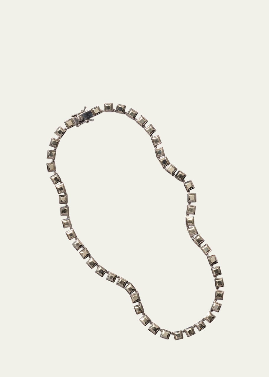 NAKARD Sterling Silver Riviere Tile Necklace with Pyrite and Black ...