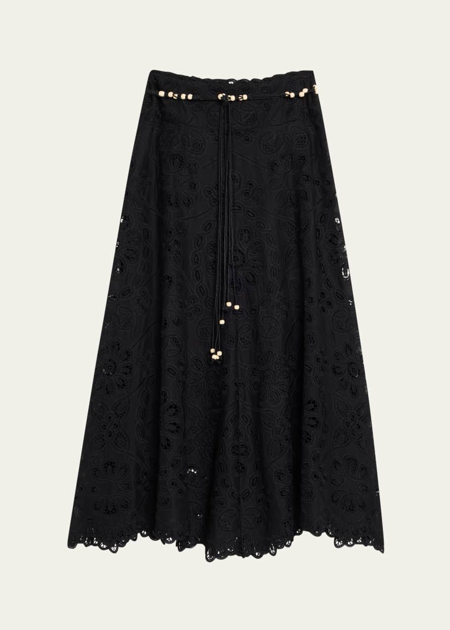 Zimmermann Rhiannon Embroidered Belted Skirt - Bergdorf Goodman