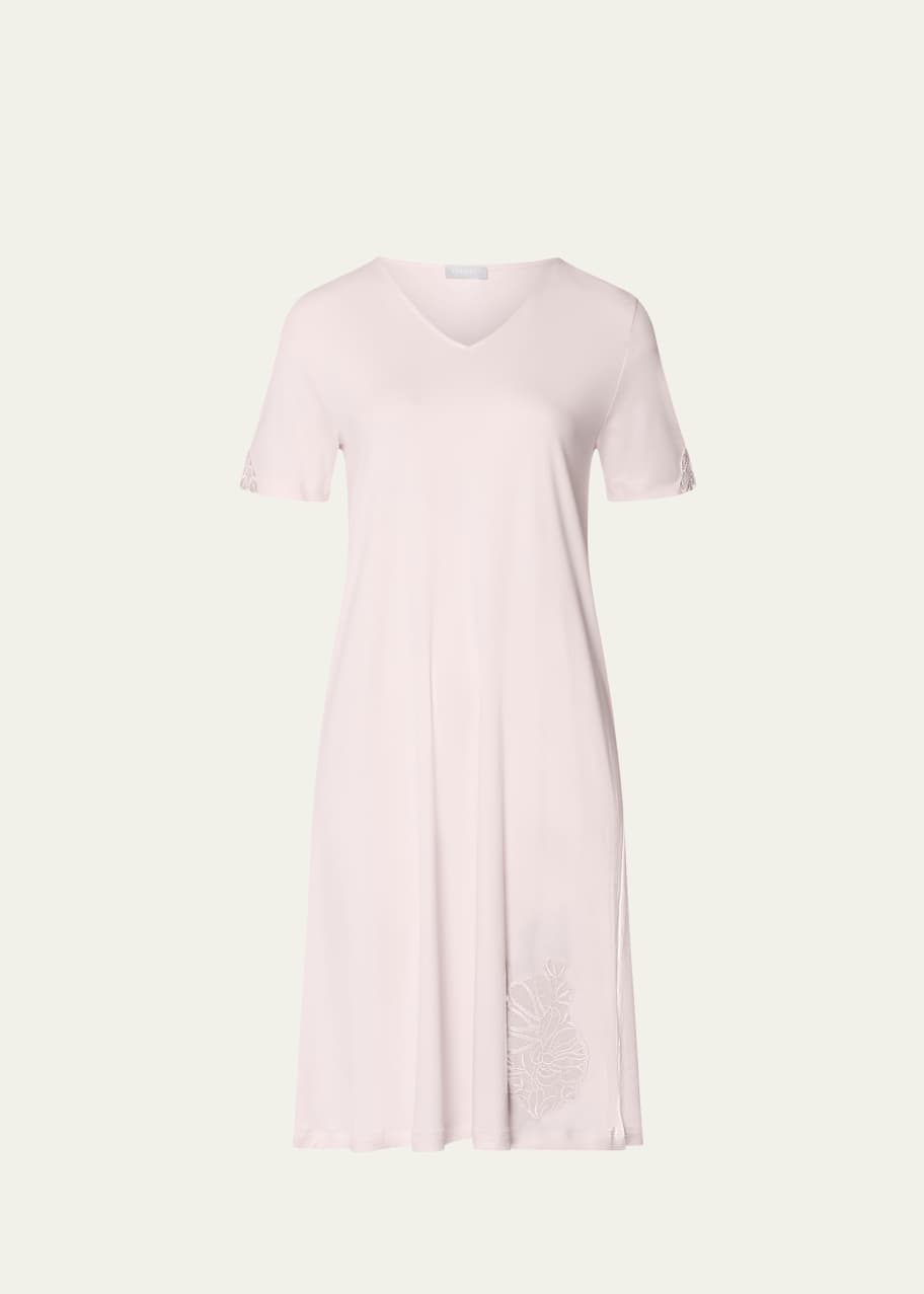 Hanro Belina Embroidered-Inset Cotton Nightgown - Bergdorf Goodman
