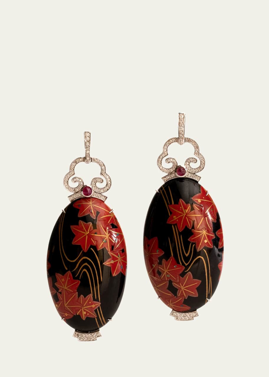 Silvia Furmanovich 18K White Gold Japanese Lacquer Earrings with Red ...