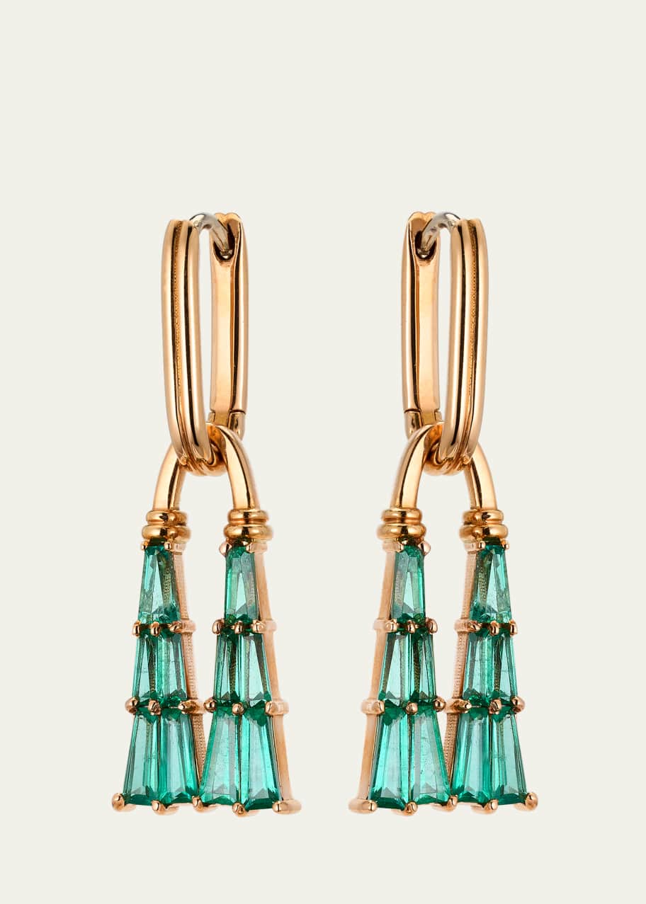 Nak Armstrong 20K Rose Gold Deco Tassel Earrings with Emerald ...