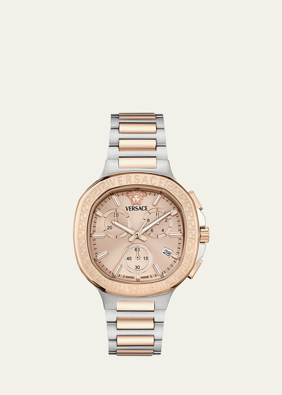 Versace V-Chrono Square 40mm Two Tone Bracelet Watch - Bergdorf Goodman