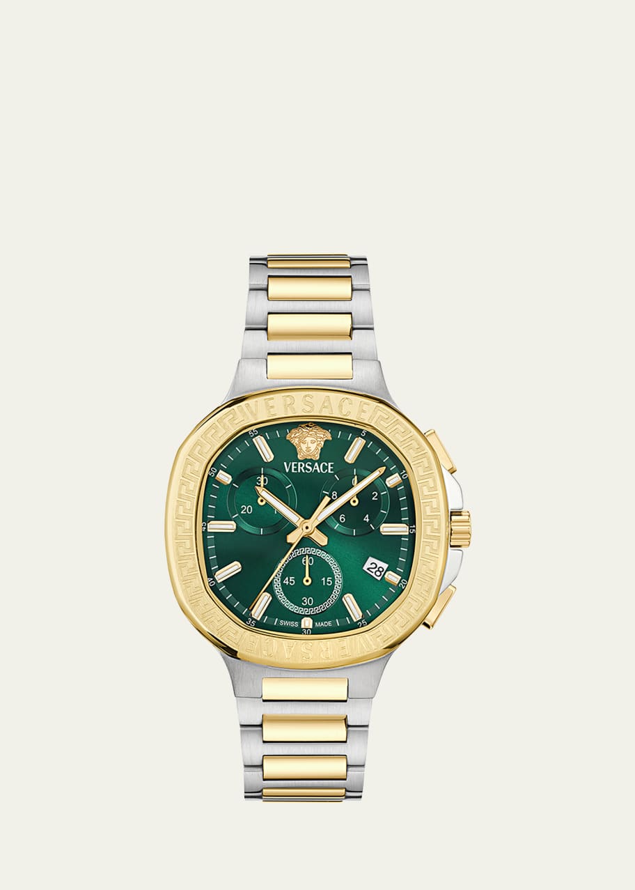 Versace V-Chrono Square 40mm Two Tone Bracelet Watch - Bergdorf Goodman