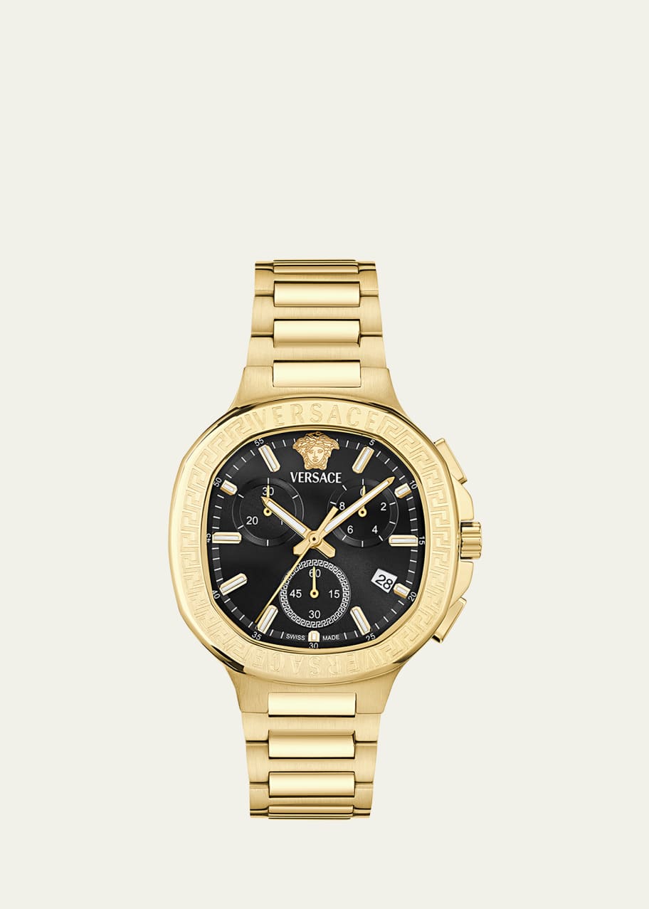 Versace V-Chrono Square 40mm IP Yellow Gold Bracelet Watch - Bergdorf ...