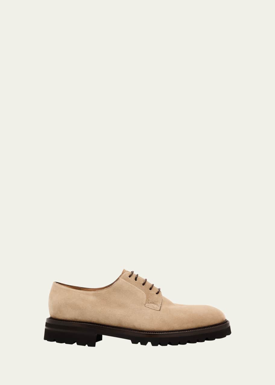 Bergdorf Goodman Men's Suede Lug-Sole Derby Shoes - Bergdorf Goodman