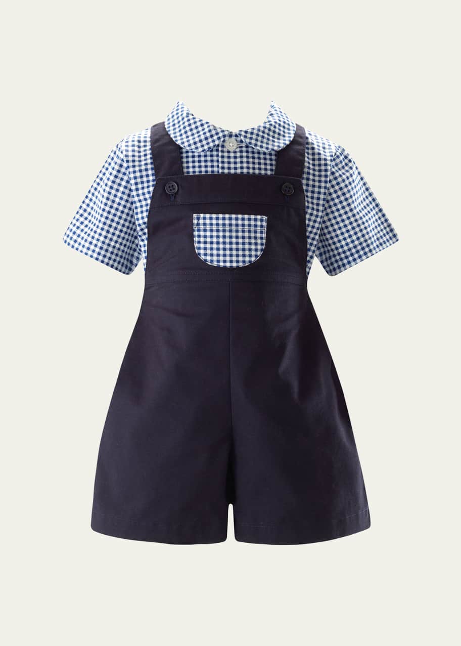 Rachel Riley Boy's Gingham-Print Shirt & Dungaree Set, Size 6M-24M ...