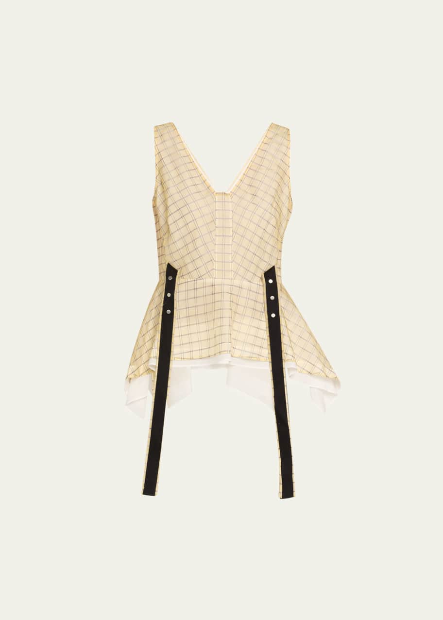 3.1 Phillip Lim Sleeveless Plaid Organza Flounce Top - Bergdorf Goodman