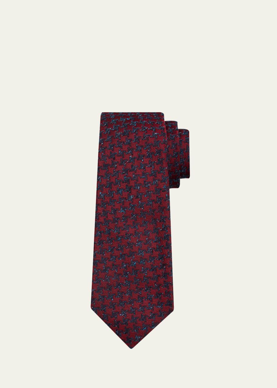 Kiton Men's Two-Tone Houndstooth Silk Tie - Bergdorf Goodman
