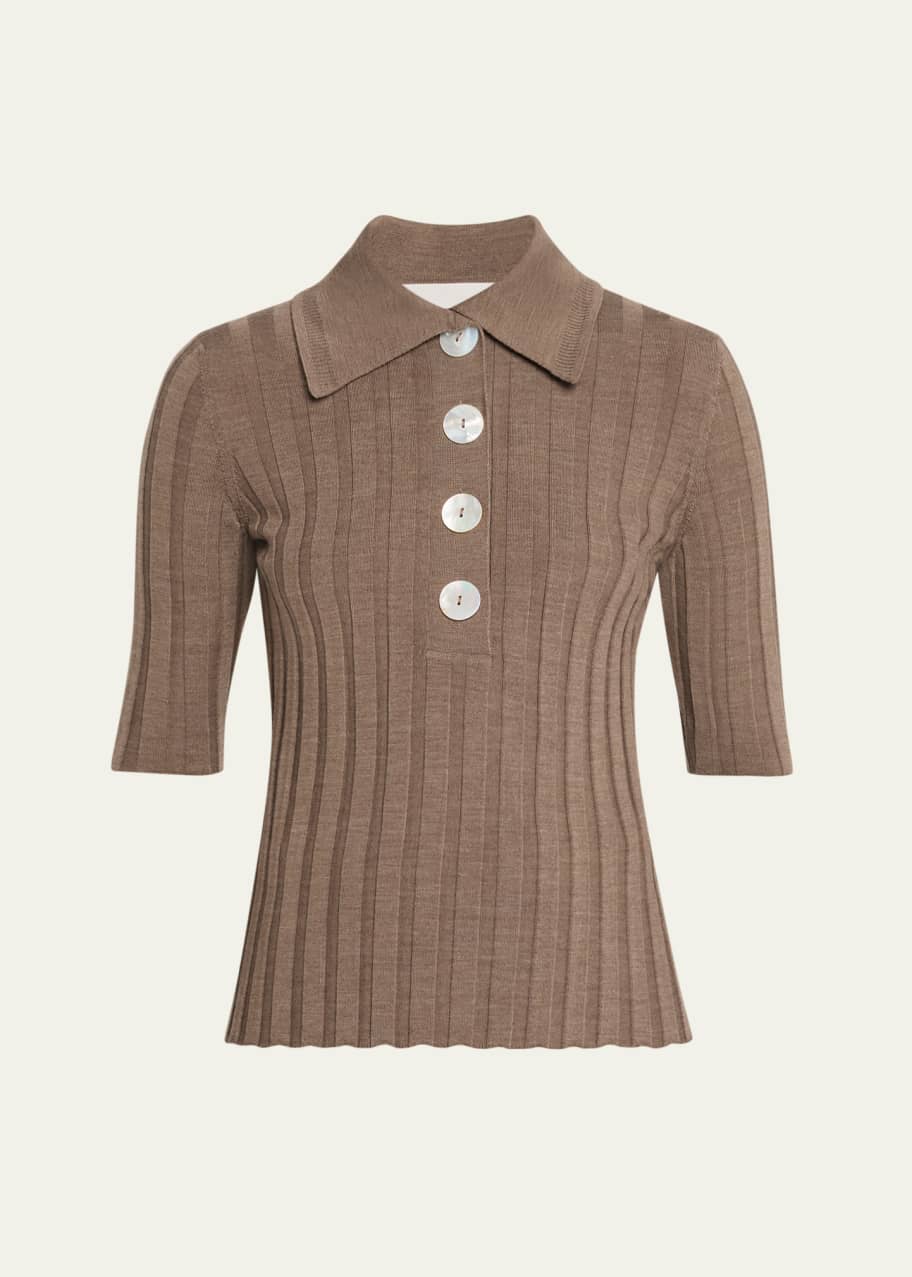 NACKIYE Sugarman Rib Knit Polo Shirt - Bergdorf Goodman