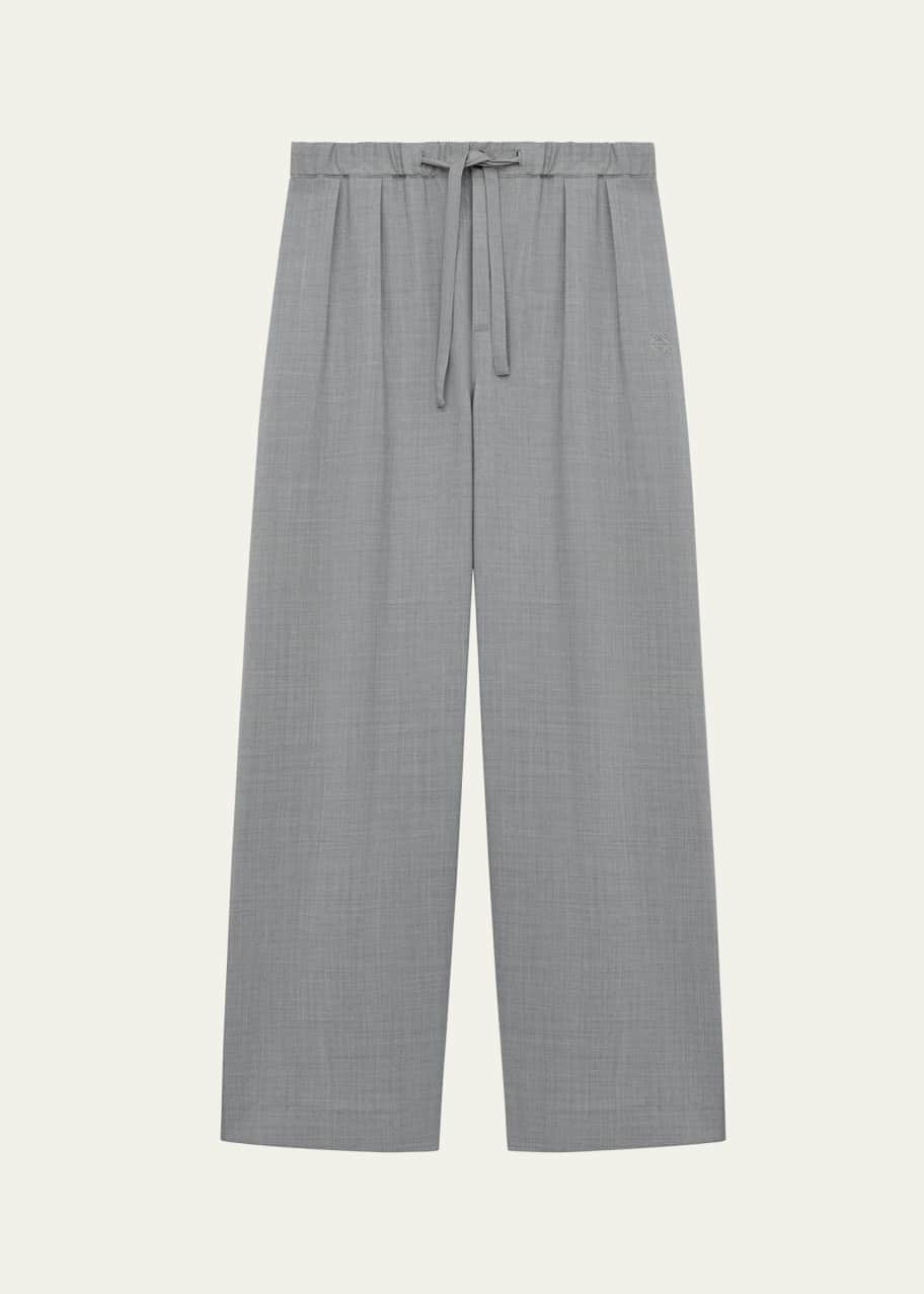 Loewe Men's Grey Light Wool Loose Trousers - Bergdorf Goodman