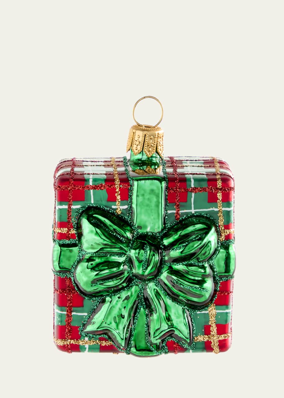 Bergdorf Goodman Plaid Present Christmas Ornament - Bergdorf Goodman
