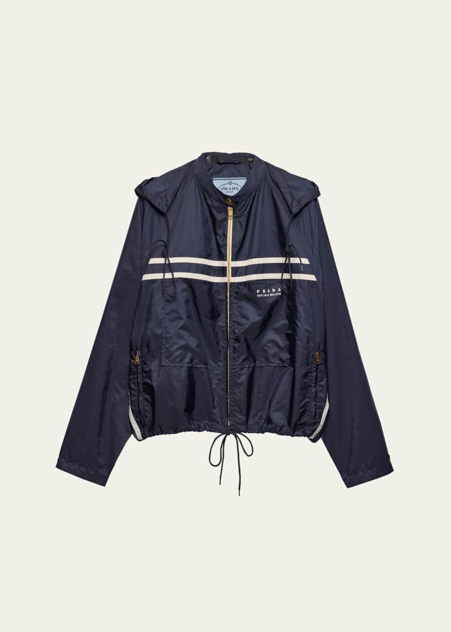 Prada Re-Nylon Stripe Hooded Jacket - Bergdorf Goodman