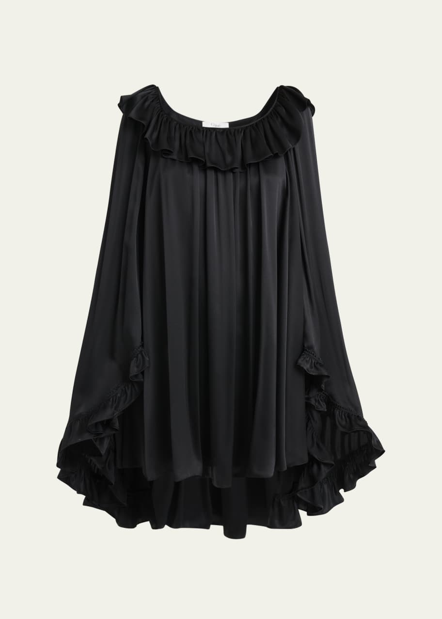 Chloe Silk Satin Ruffle Mini Dress - Bergdorf Goodman